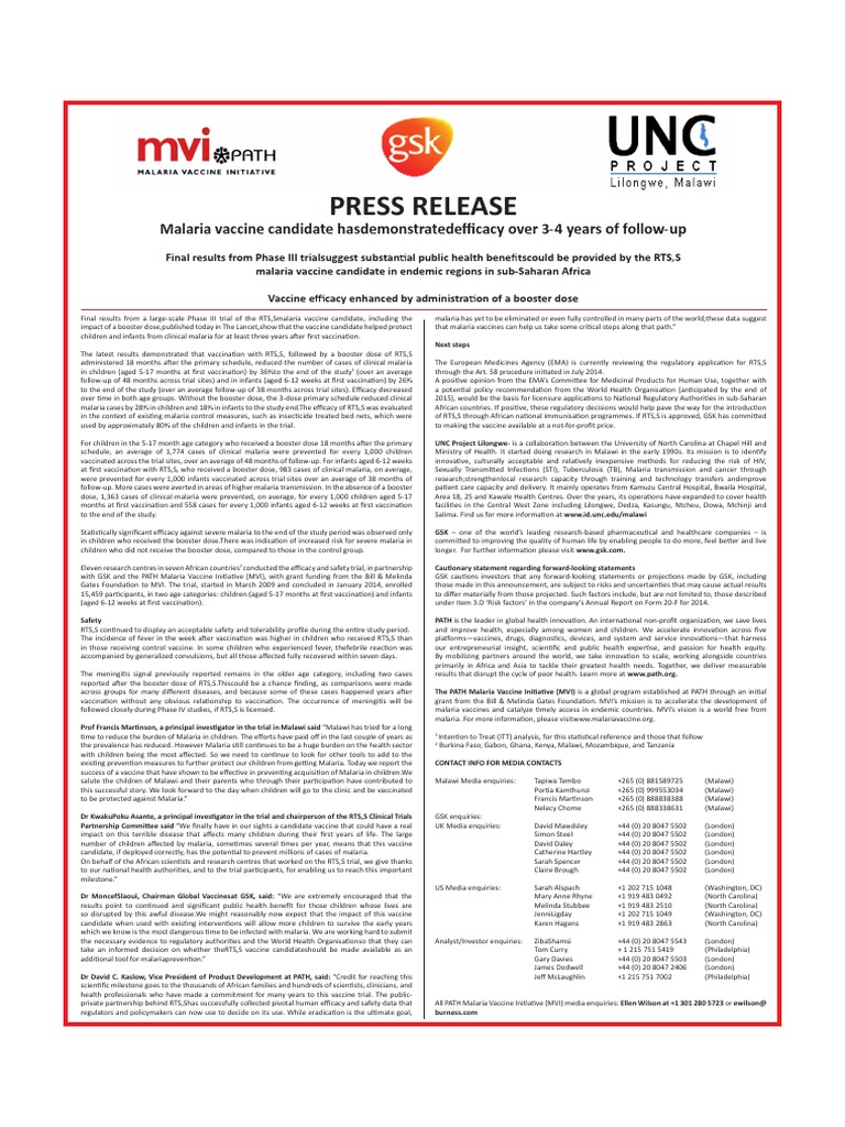 Unc Project PDF | PDF | Malaria | Clinical Trial