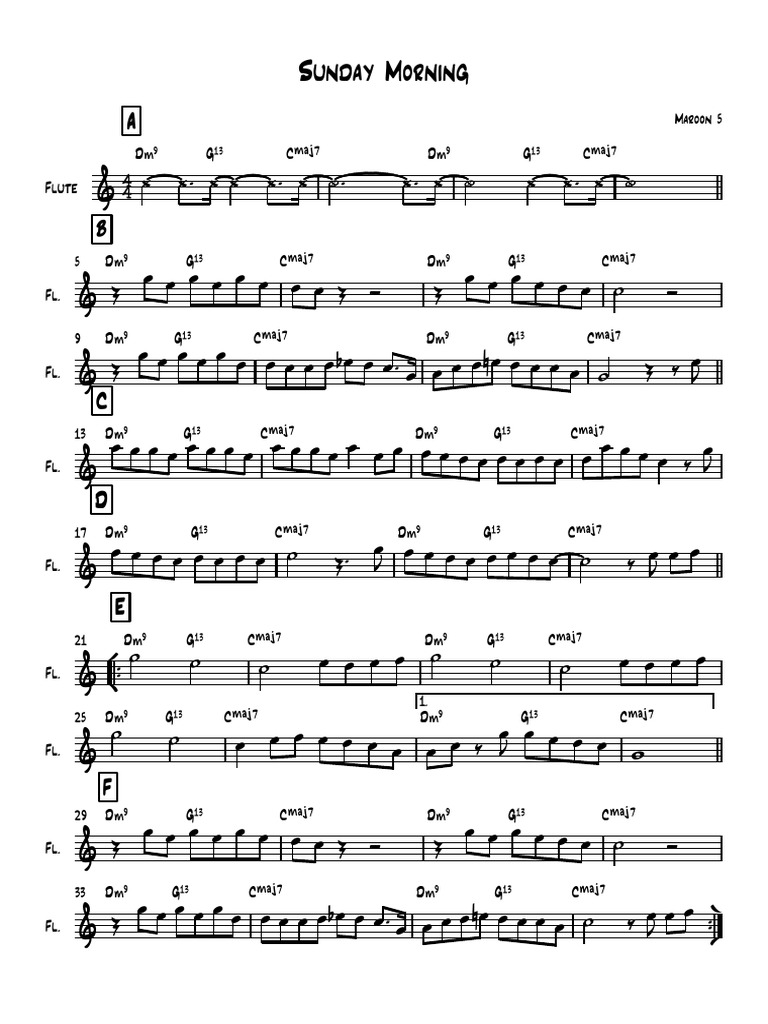 Sunday Morning - Lead Sheet