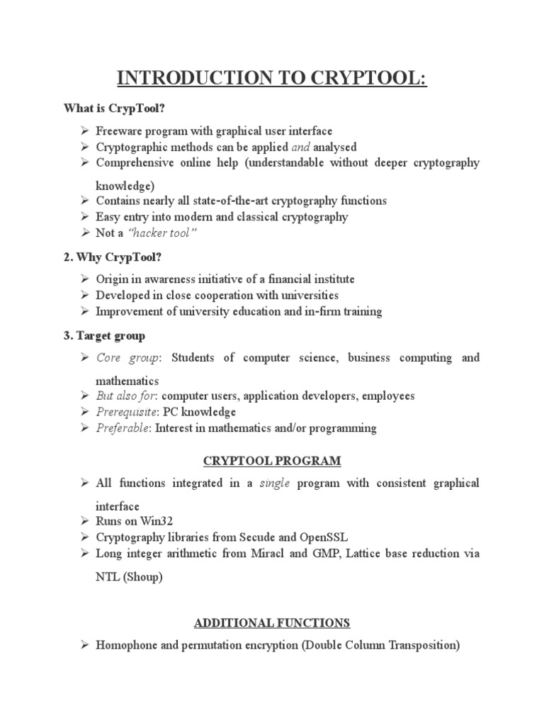 An Introduction to CrypTool: A Comprehensive Open-Source Cryptography Software | PDF | Key ...