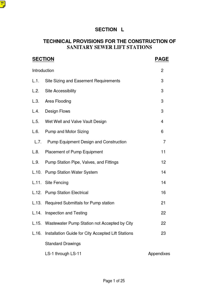Section L Technical Provisions For The Construction of Sanitary Sewer ...