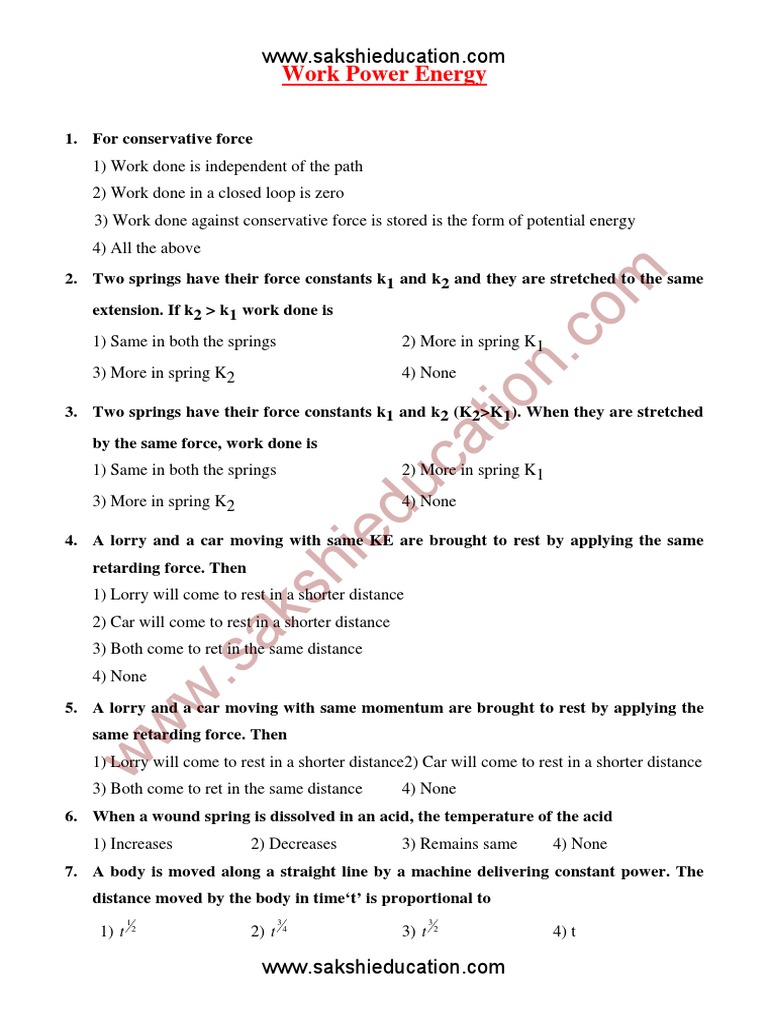 1 Work Energy and Power | PDF | Physical Universe | Force