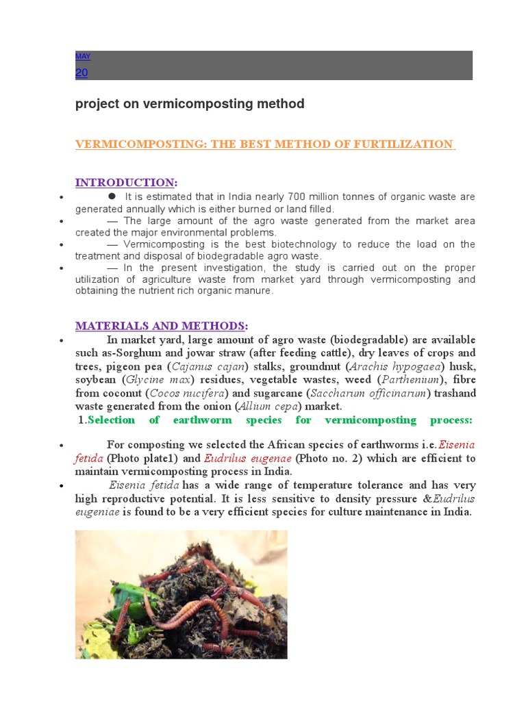 Vermicomposting Project Overview | PDF | Compost | Soil