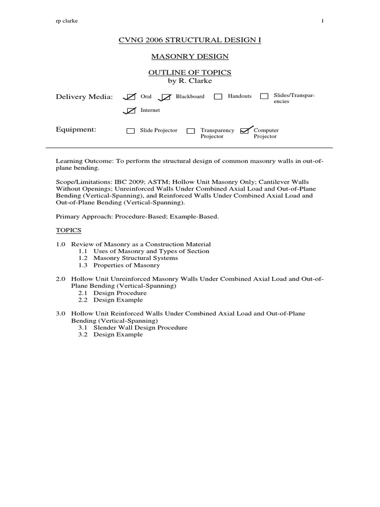 Masonry Design | PDF | Masonry | Concrete