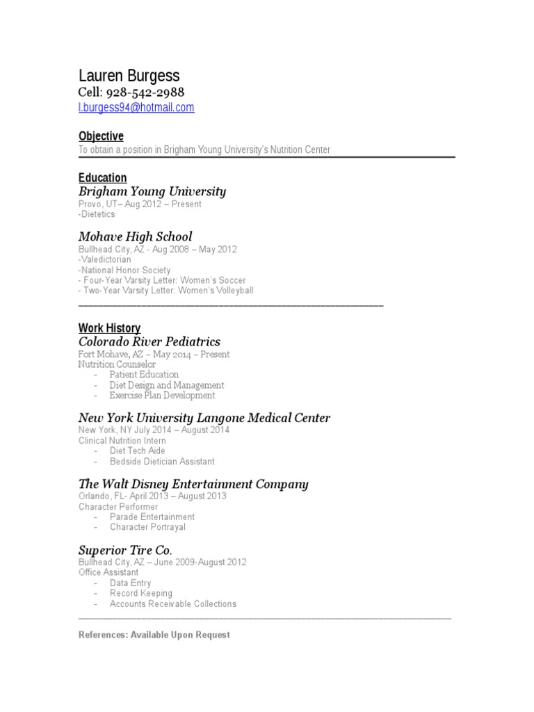 BYU Nutrition Center Candidate | PDF