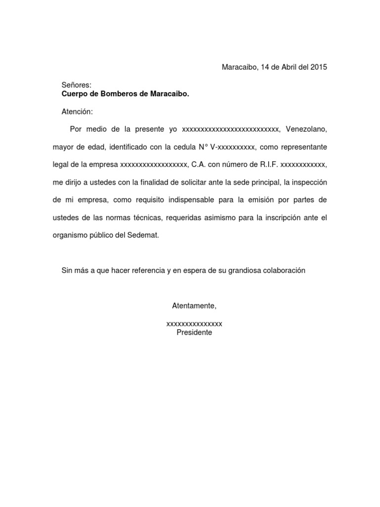 Carta para Solicitar de Inspección Bomberos | PDF