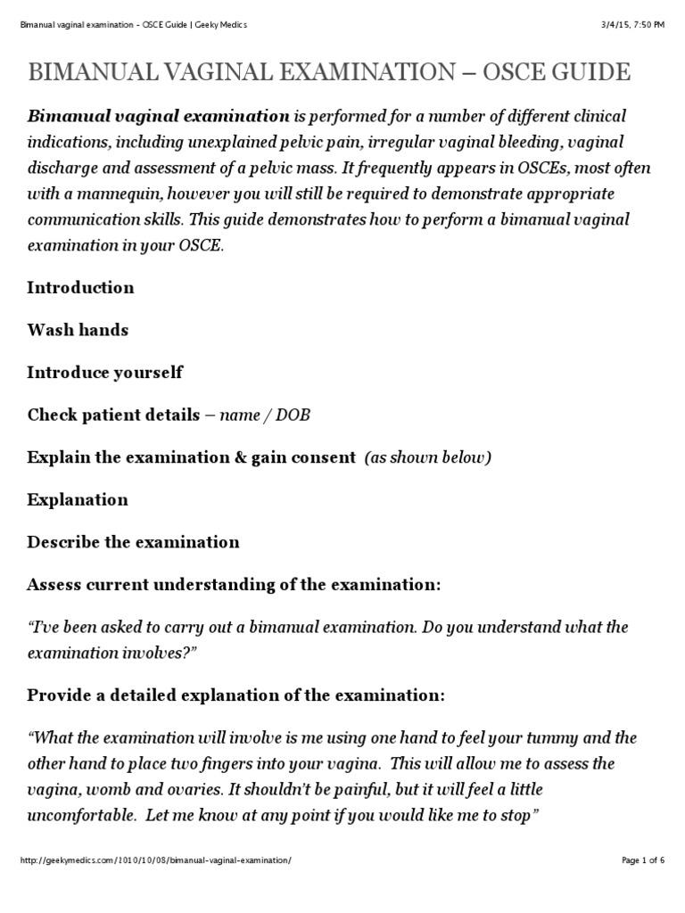 Bimanual Vaginal Examination Osce Guide Geeky Medics Vagina Uterus