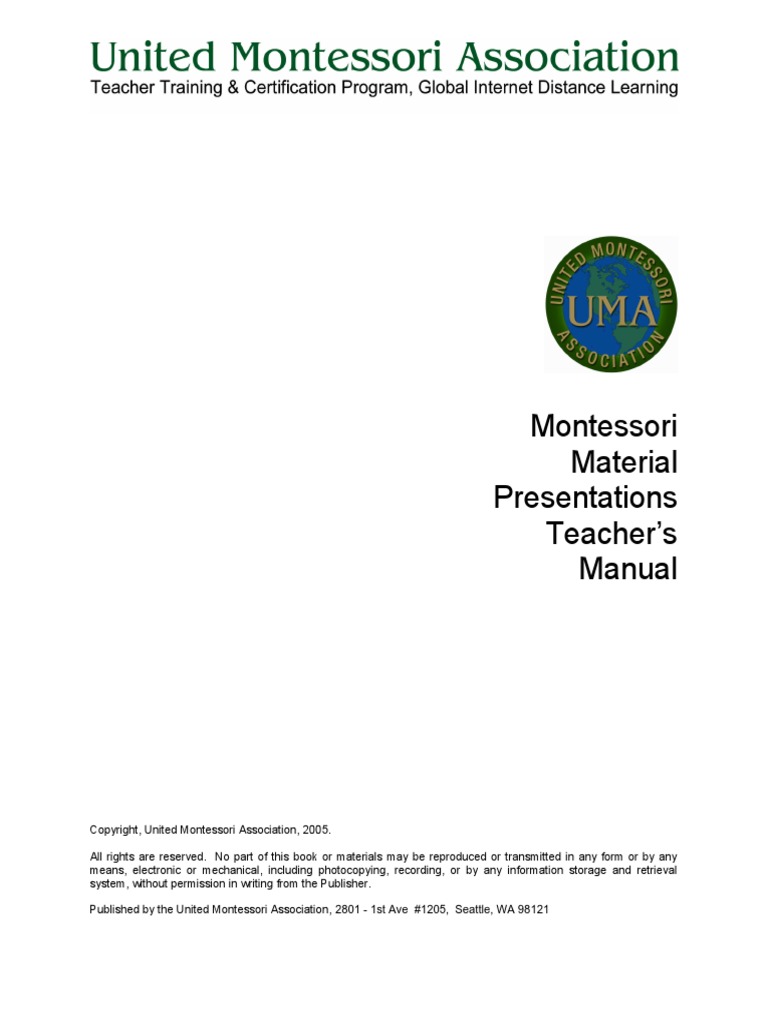 Montessori Material Presentations Teacher's Manual | PDF | Montessori ...
