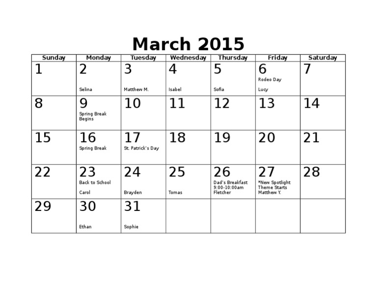 March Calendar | PDF