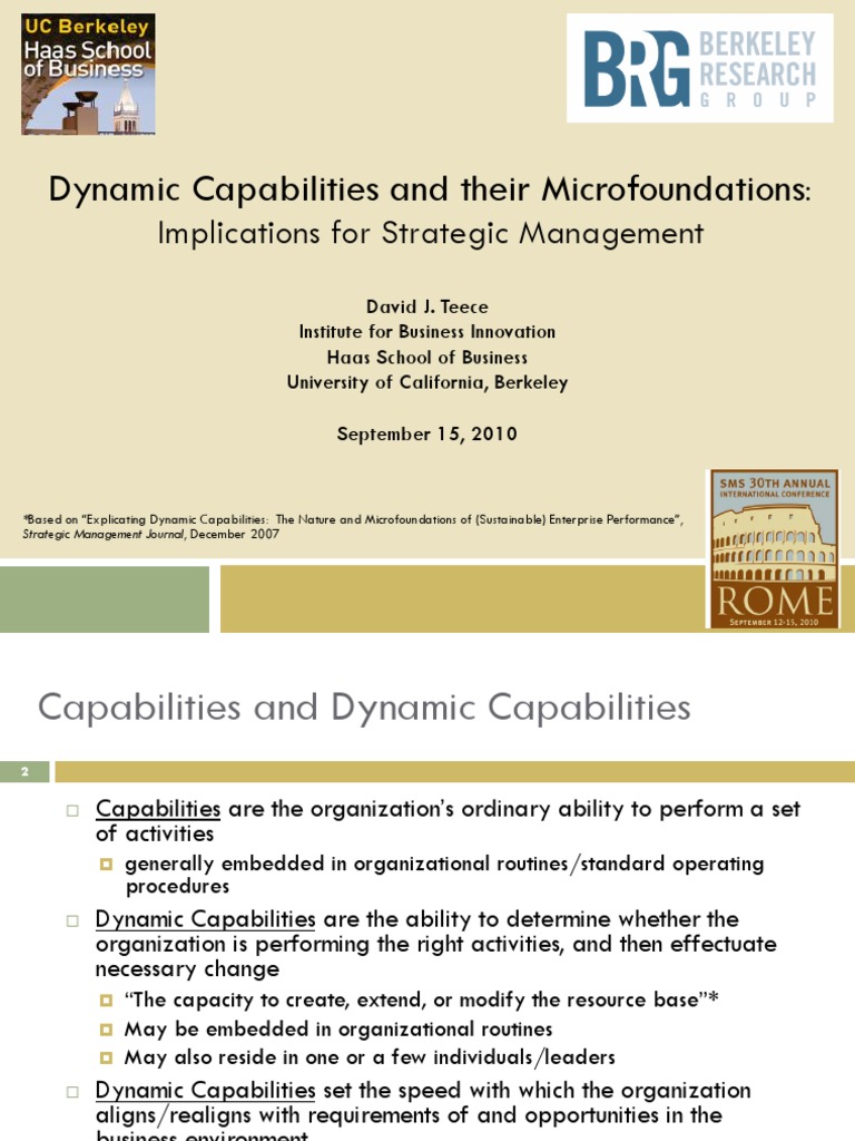 Teece Dynamic Capabilities Routinesversusentrepreneurialactionppt ...