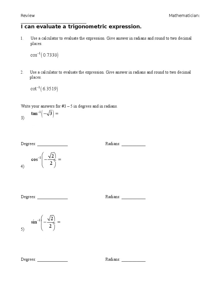 Trigonometric Expression Evaluation Guide | PDF | Teaching Methods ...