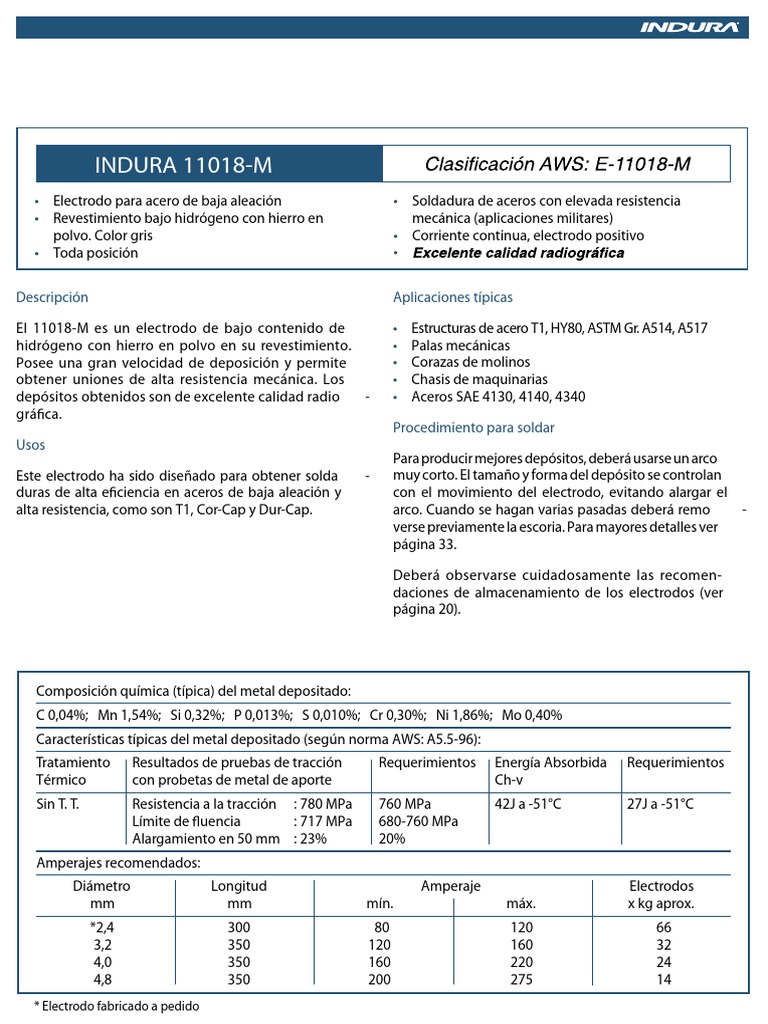 E 11018 M | PDF | Soldadura | Construcción
