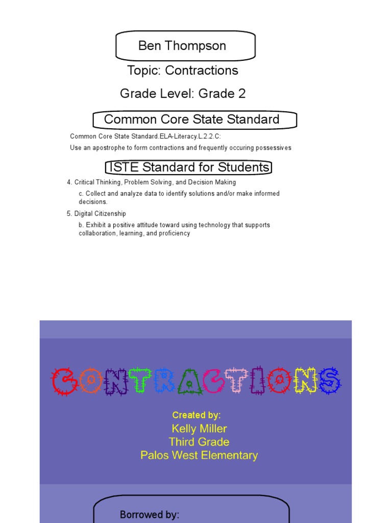 Understanding Contractions for Grade 2 | PDF