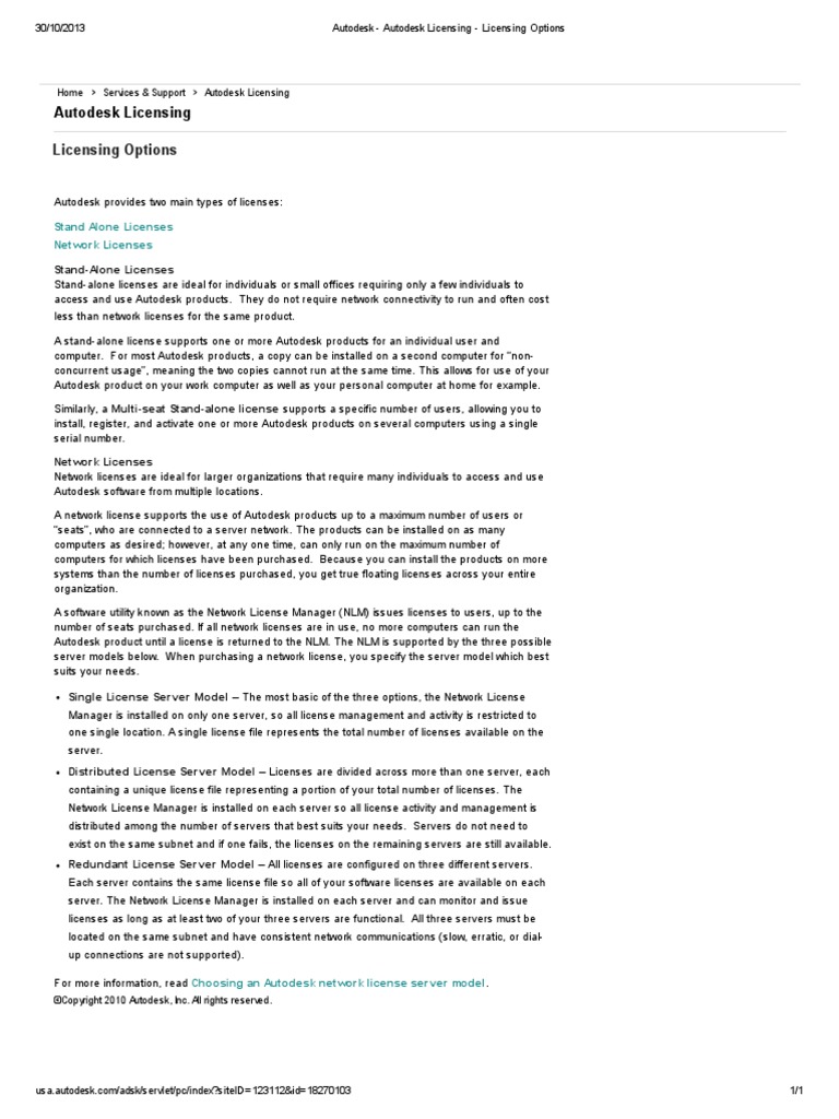 Autodesk - Autodesk Licensing - Licensing Options | PDF | Server (Computing) | Autodesk