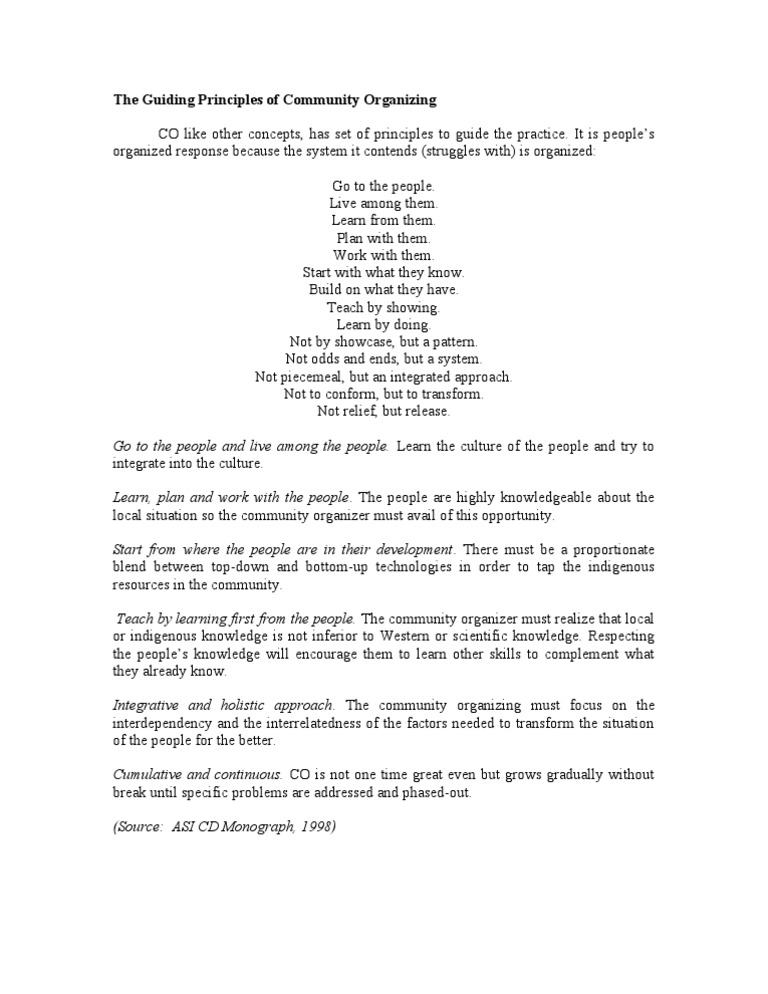 Guiding Principles of Community Organizing | PDF | Behavior ...
