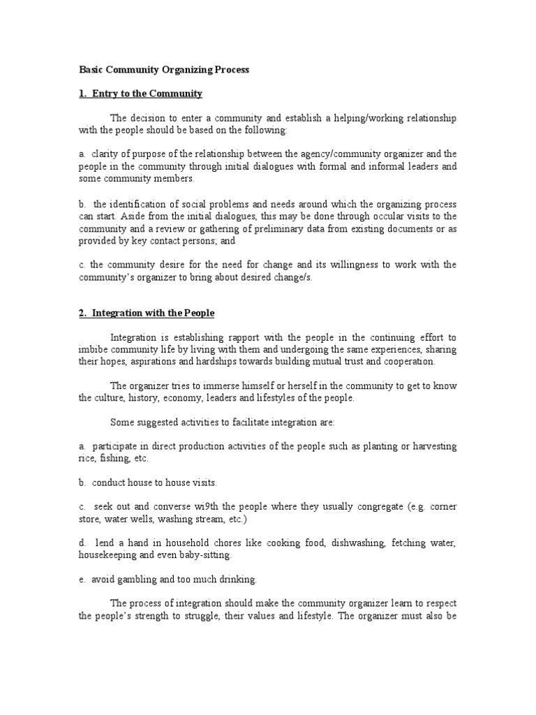 Basic Community Organizing Process | Community | Data