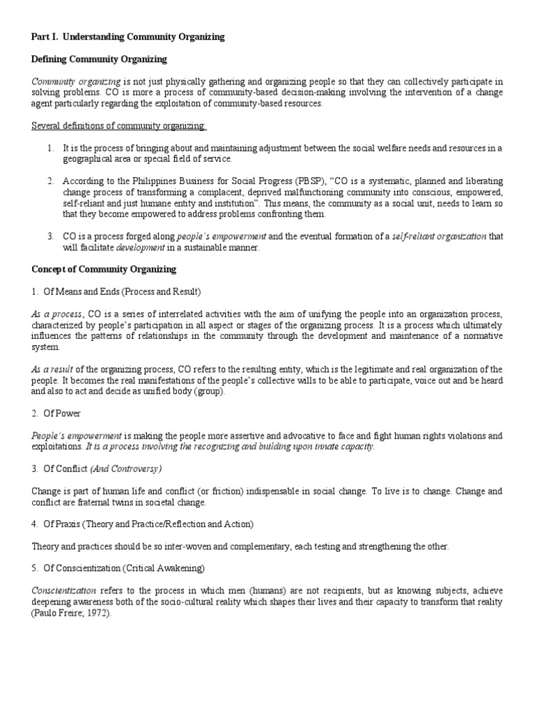 Cwts Handout - Community Organizing | PDF | Empowerment | Community ...