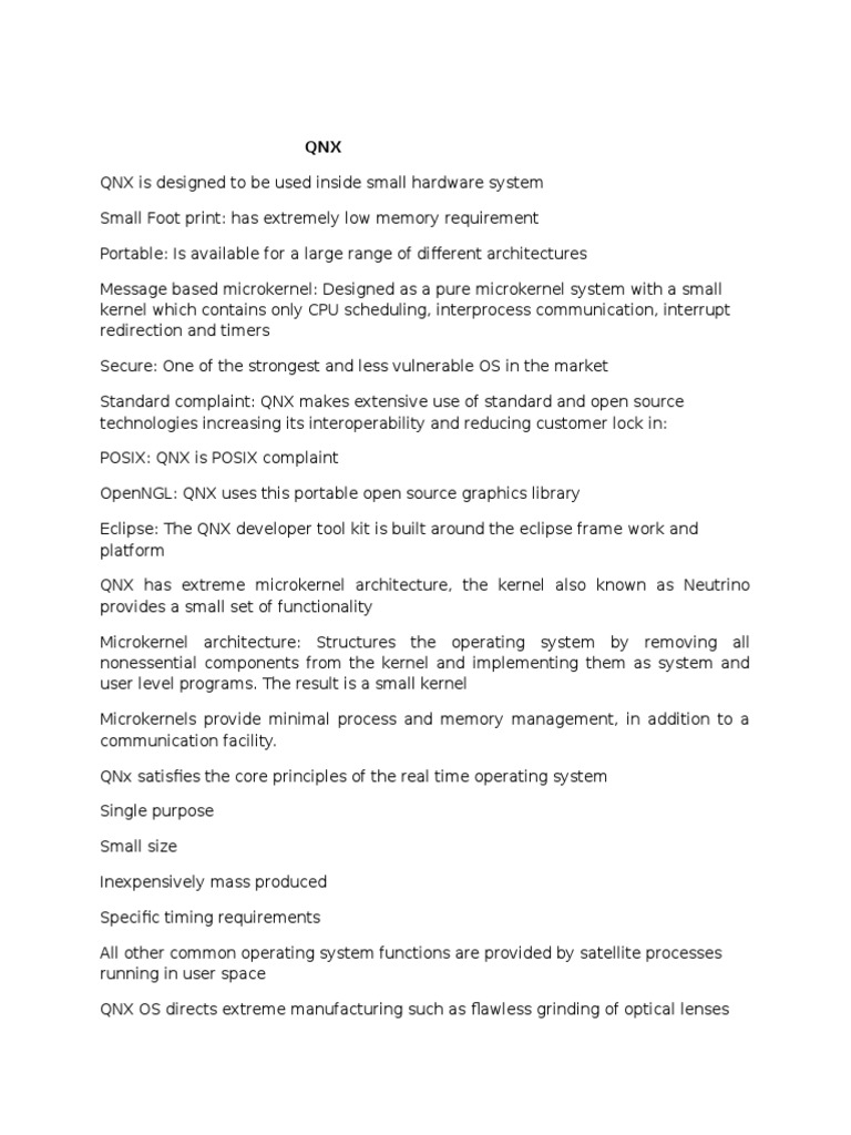 QNX &nucleus | PDF | Kernel (Operating System) | Embedded System