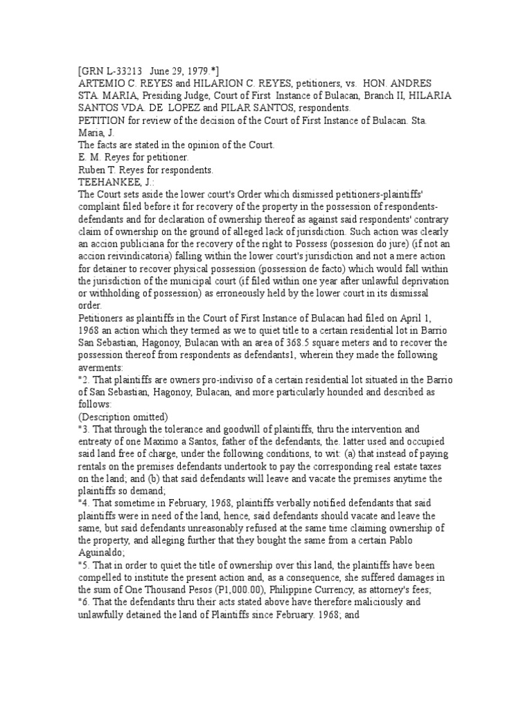 Accion Publiciana | PDF | Complaint | Lawsuit