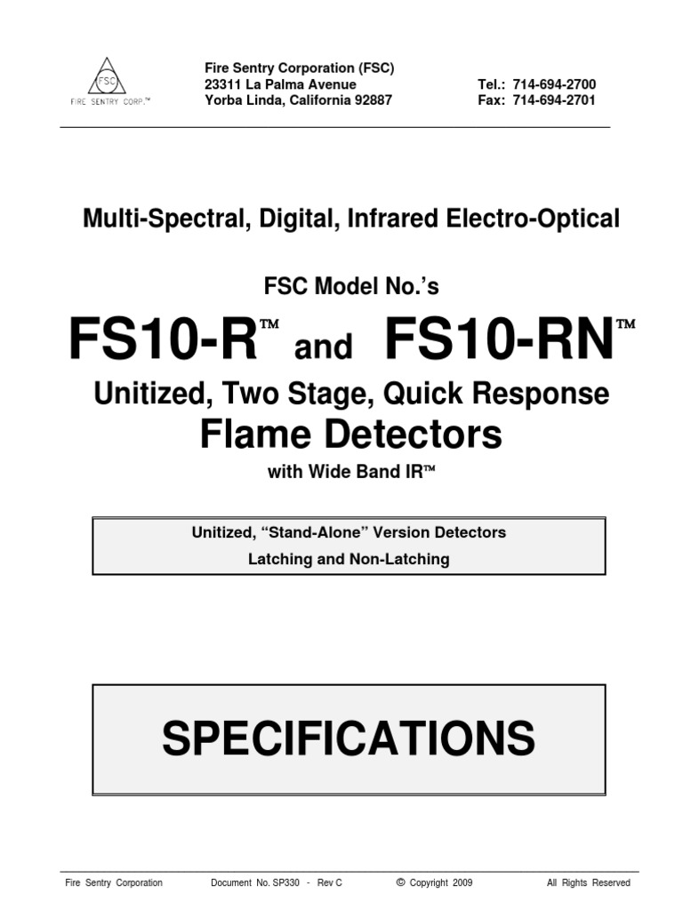 Fs10 R, RN Spec (Sp330c) | PDF | Relay | Sensor