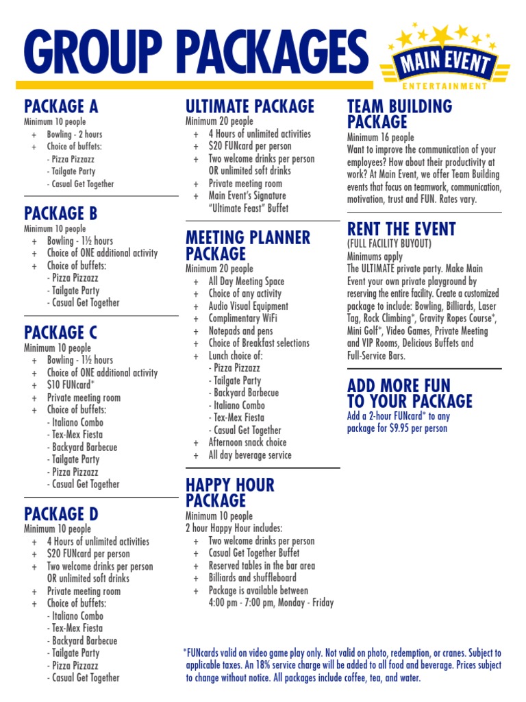 Main event menu store