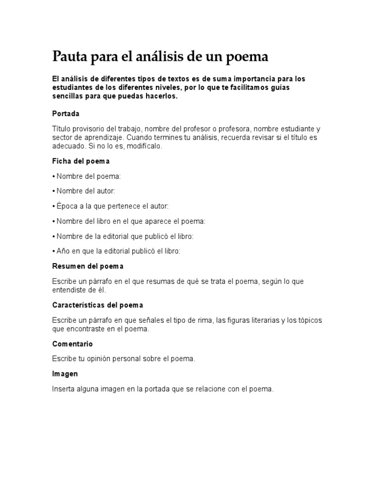 Pauta Analisi de Un Poema | PDF | Clásicos