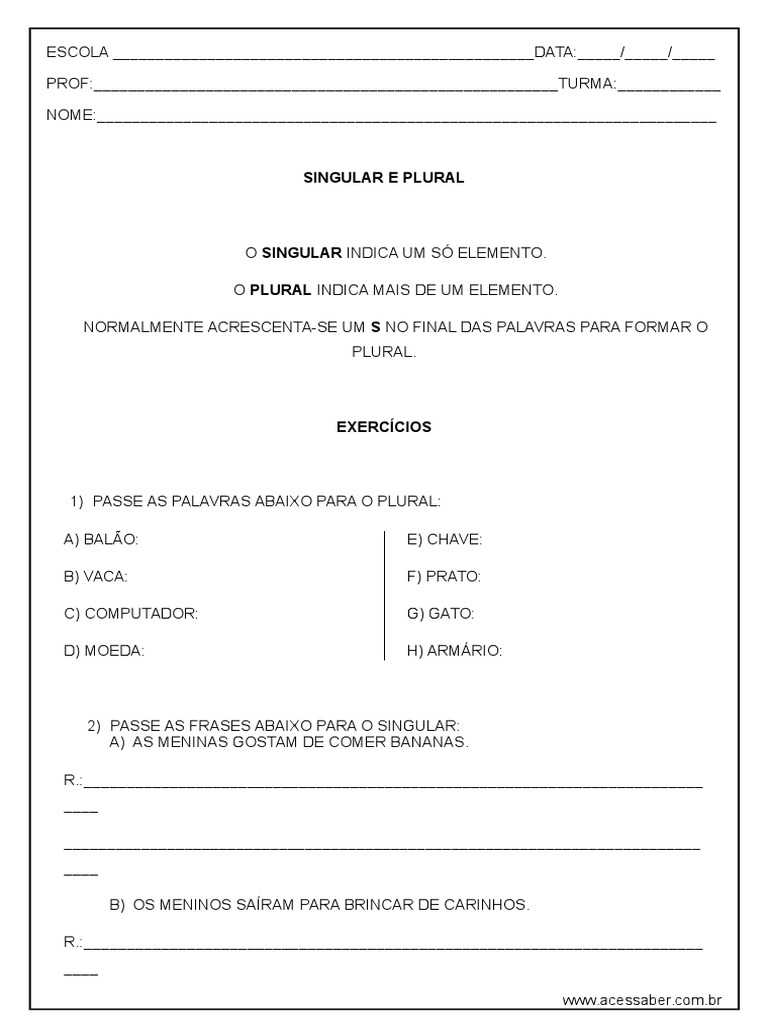 atividade-de-portugues-singular-ou-plural-2º-ano.doc | PDF