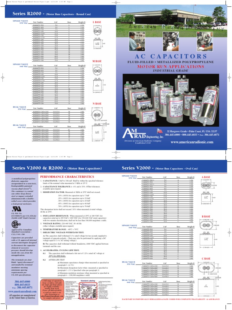 Standard Capacitor Catalog | PDF | Capacitor | Force