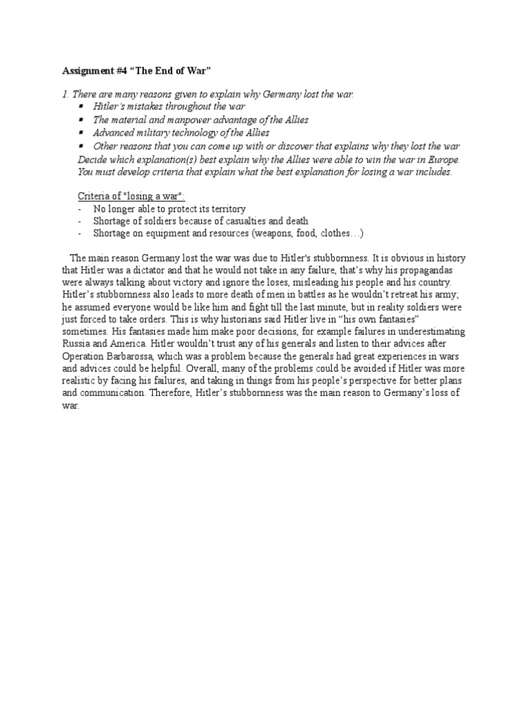 Why Germany Lost WWII: Hitler's Stubbornness | PDF