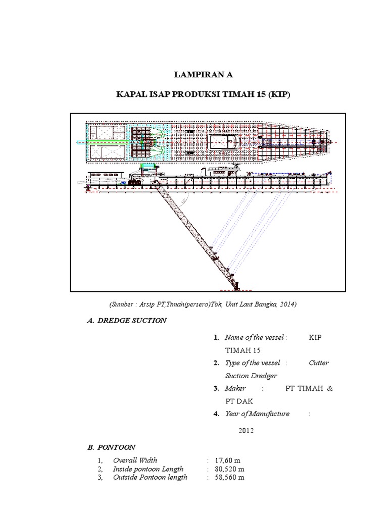 Tin Dredger KIP TIMAH 15 Specs | PDF | Marine Propulsion | Pump