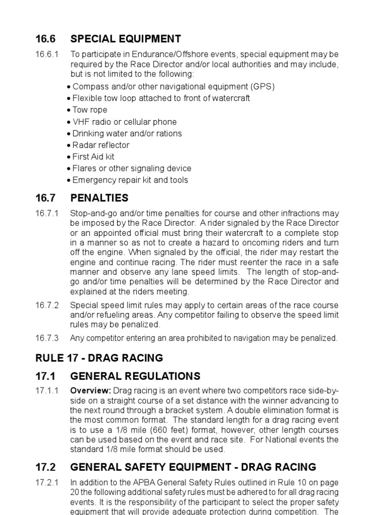 2009 Rulebook Rule17 Drag Racing | PDF | Manufactured Goods | Sports