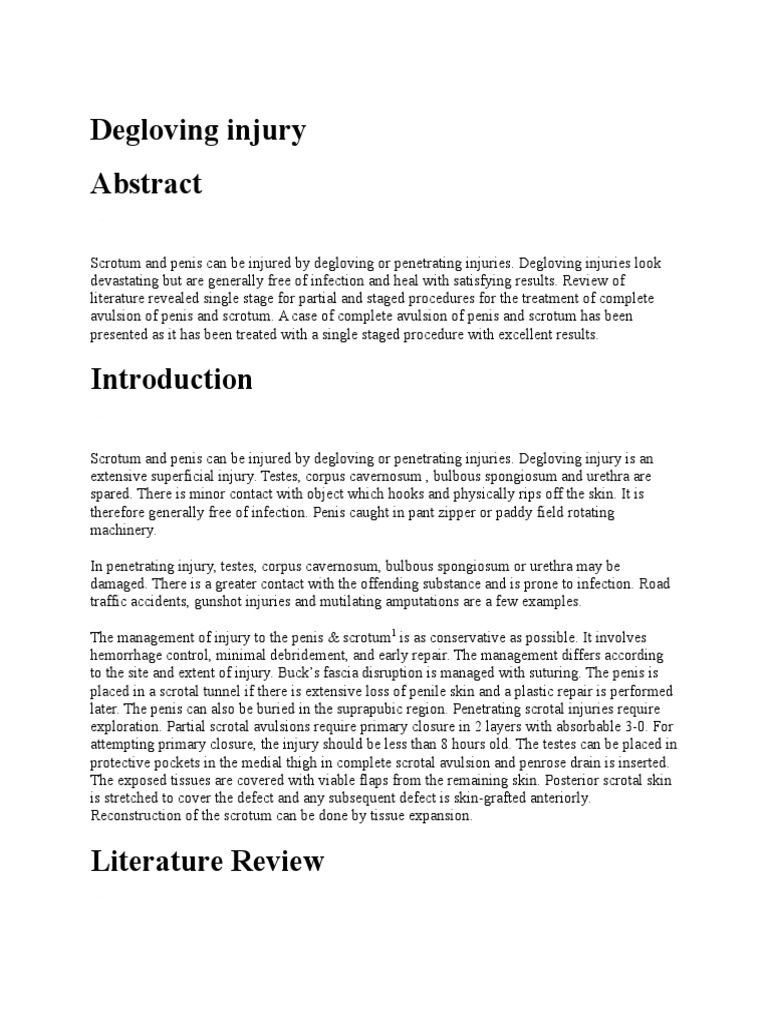 Degloving Injury | PDF | Penis | Surgery
