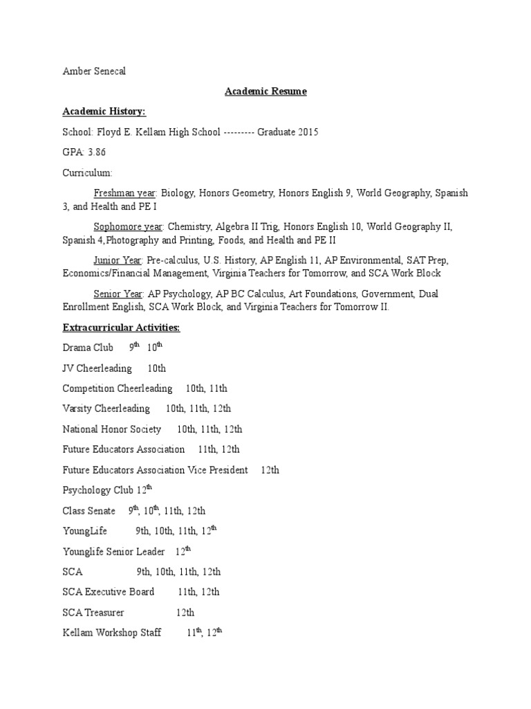 Amber Senecal's Academic History | PDF