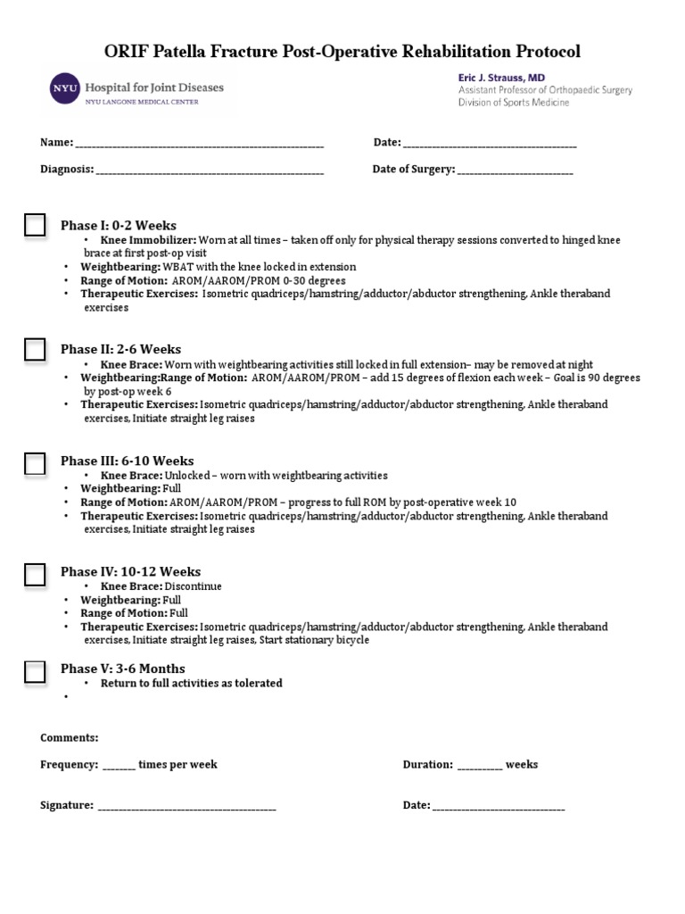 Orif Patella Fracture Rehab Protocol | PDF