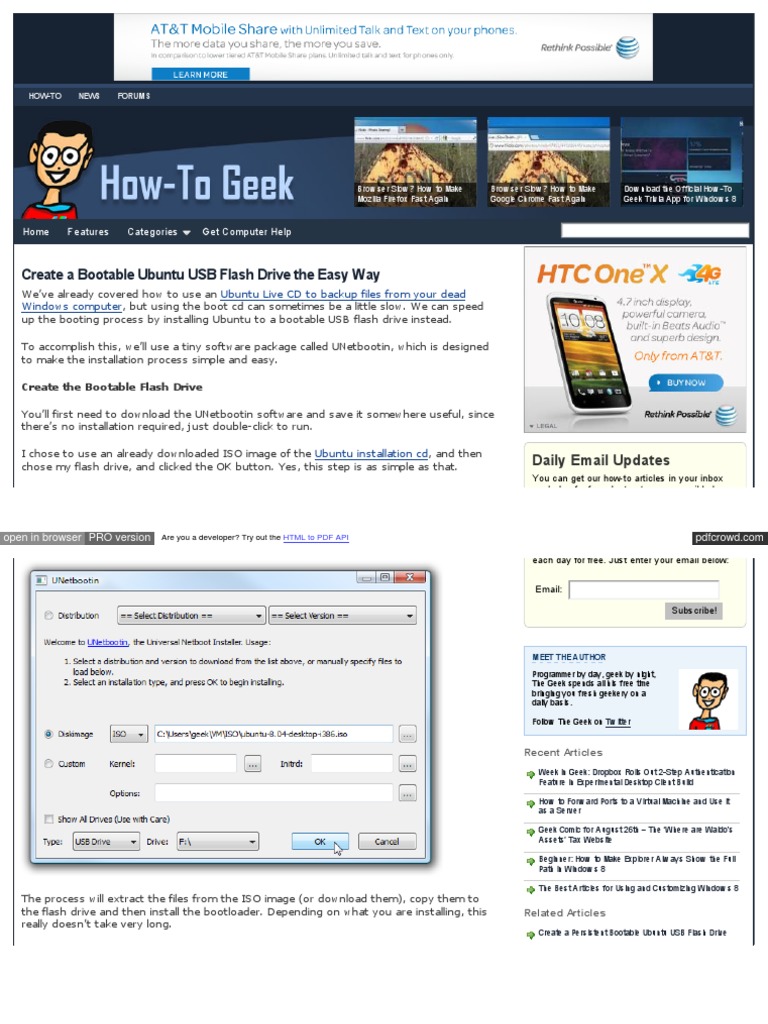 Howtogeek Com Howto Linux Create A Bootable Ubuntu Usb F Pdf Pdf Booting Usb Flash Drive