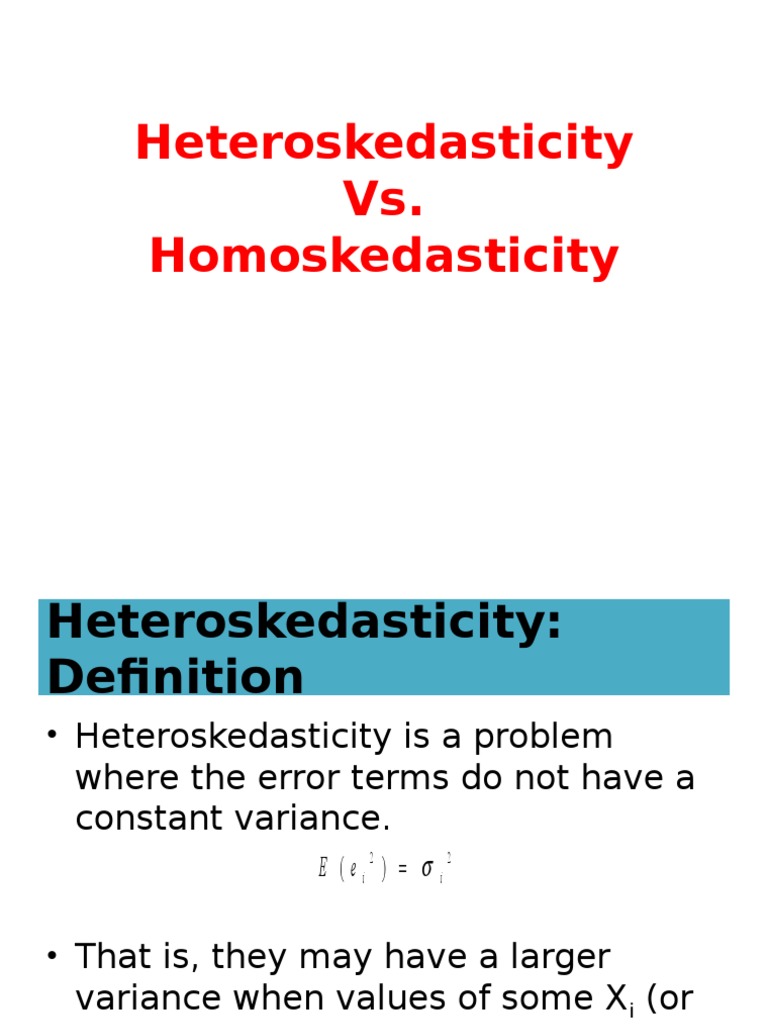 Heteroskedasticity Vs Homoskedasticity Pdf Heteroscedasticity