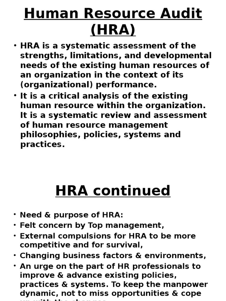 Human Resource Audit Overview | PDF | Human Resource Management | Human ...