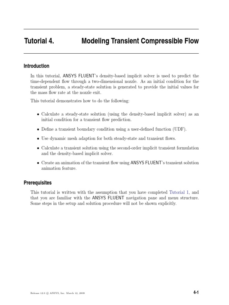 Tutorial 4. Modeling Transient Compressible Flow | PDF | Compressible Flow | Fluid Dynamics