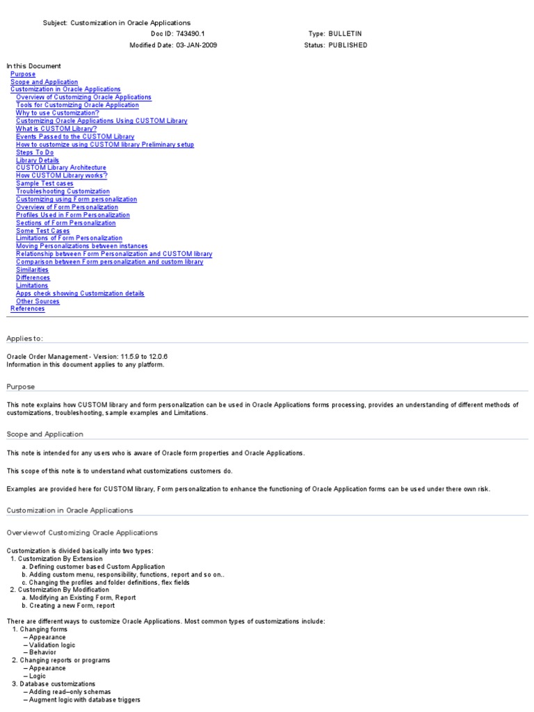 Forms Personalization | PDF | Oracle Database | Library (Computing)