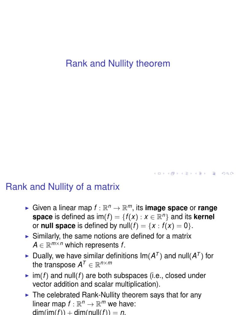 Rank and Nullity Theorem | PDF | Matrix (Mathematics) | Mathematical Relations