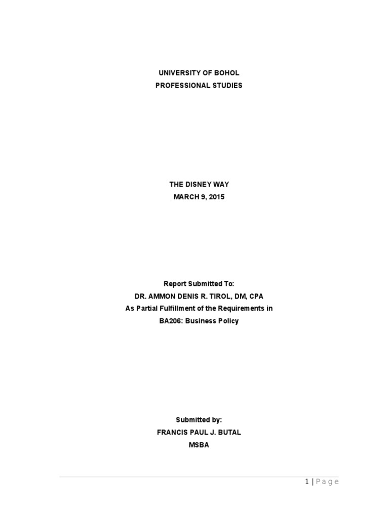 Essay On The Disney Way | PDF | Walt Disney | Integrity