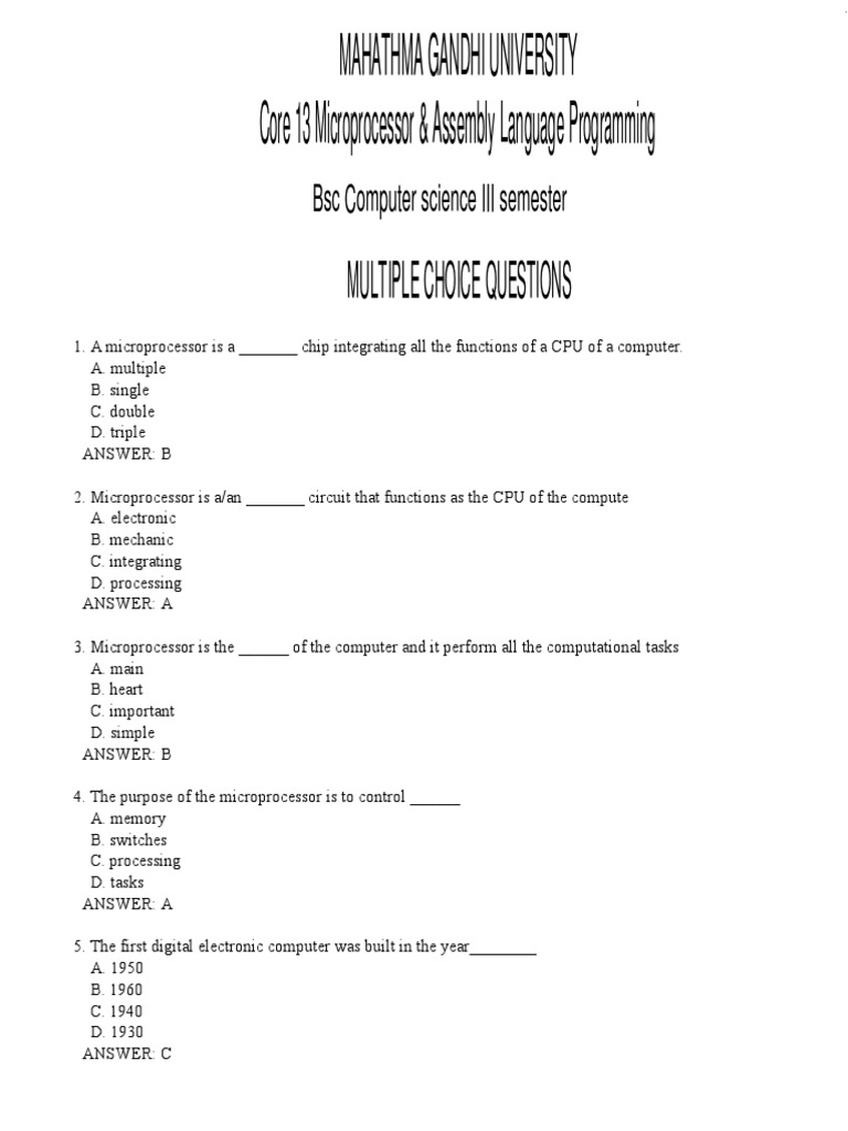 Microprocessor and Assembly Language Programming 402 PDF | PDF ...