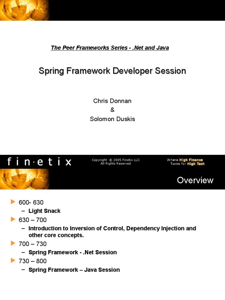 Spring Framework Presentation | Download Free PDF | Spring Framework | Class (Computer Programming)