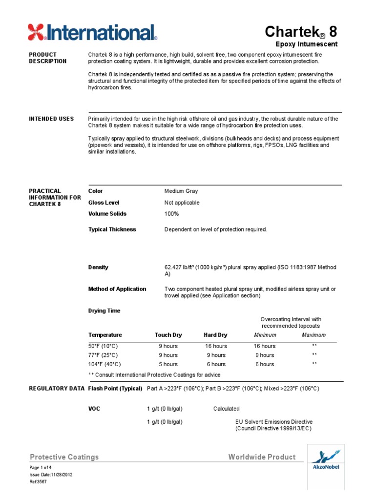 Chartek 8 Product Data Sheet | PDF | Epoxy | Paint