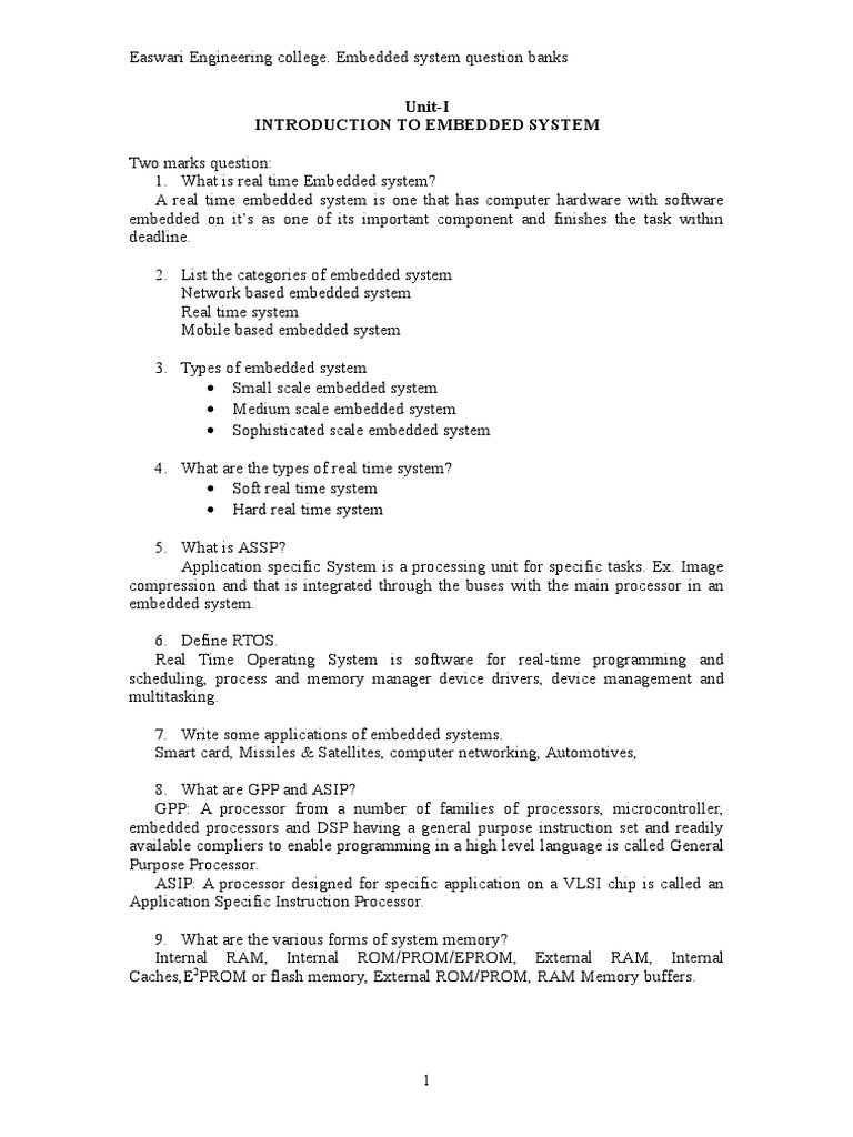 Embedded System Question Bank | Download Free PDF | Embedded System | Scheduling (Computing)