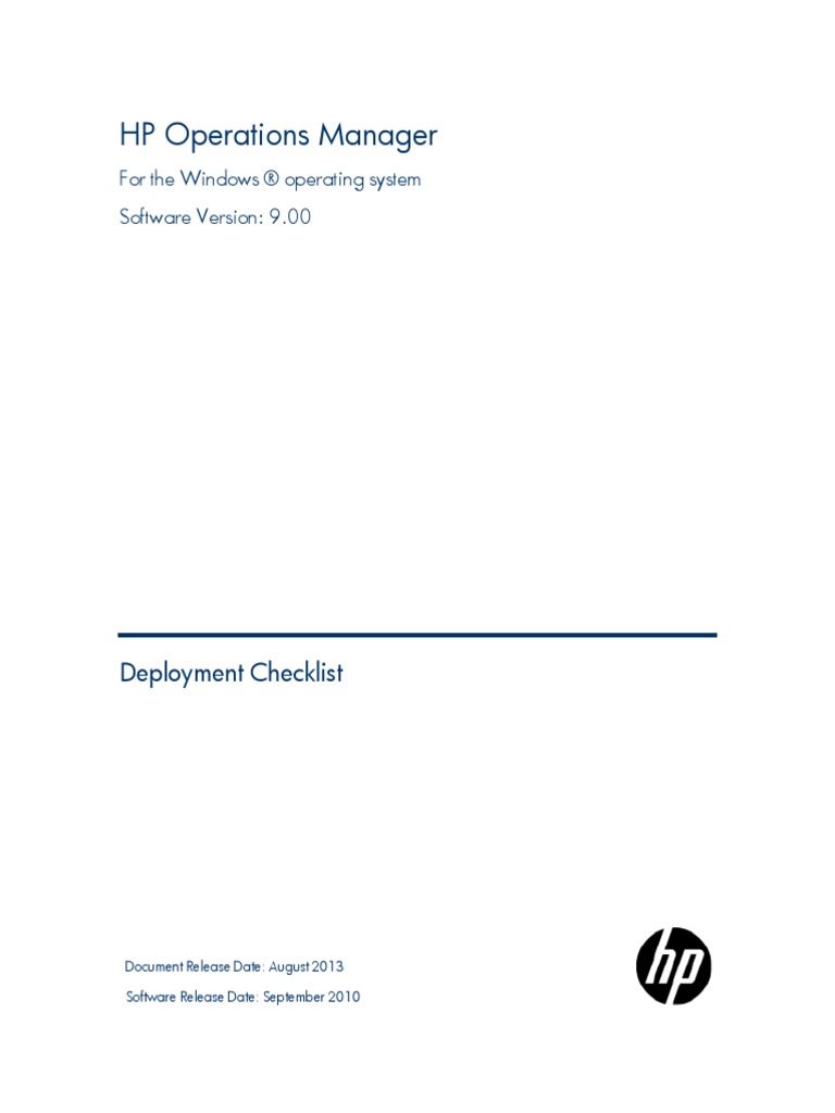 HP Operations Manager: Deployment Checklist | PDF | Microsoft Windows ...