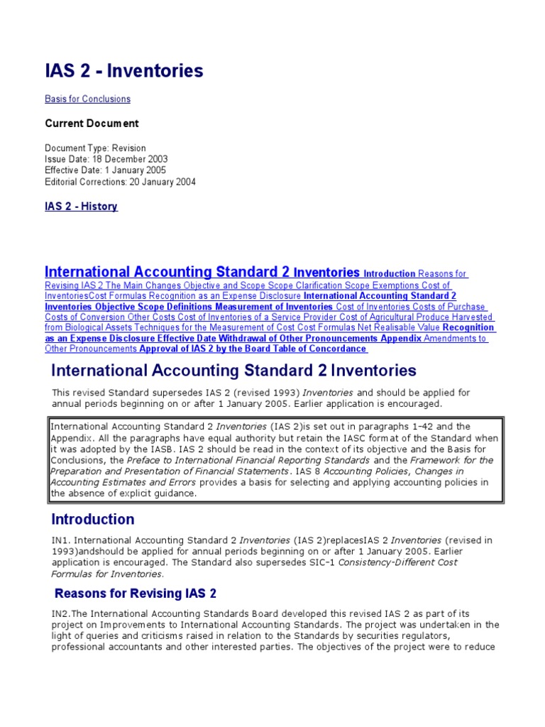 Ias 2 Inventories | International Financial Reporting Standards | Inventory