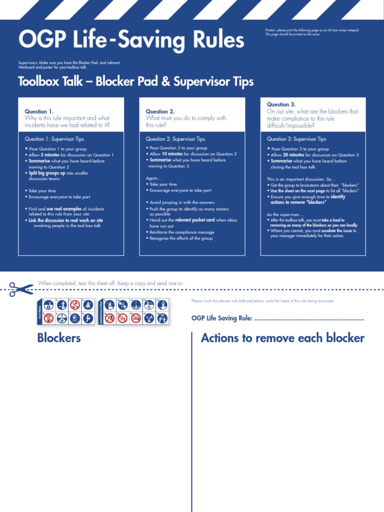 Toolbox Talk: Supervisor Tips & Blocker Removal | PDF | Computers
