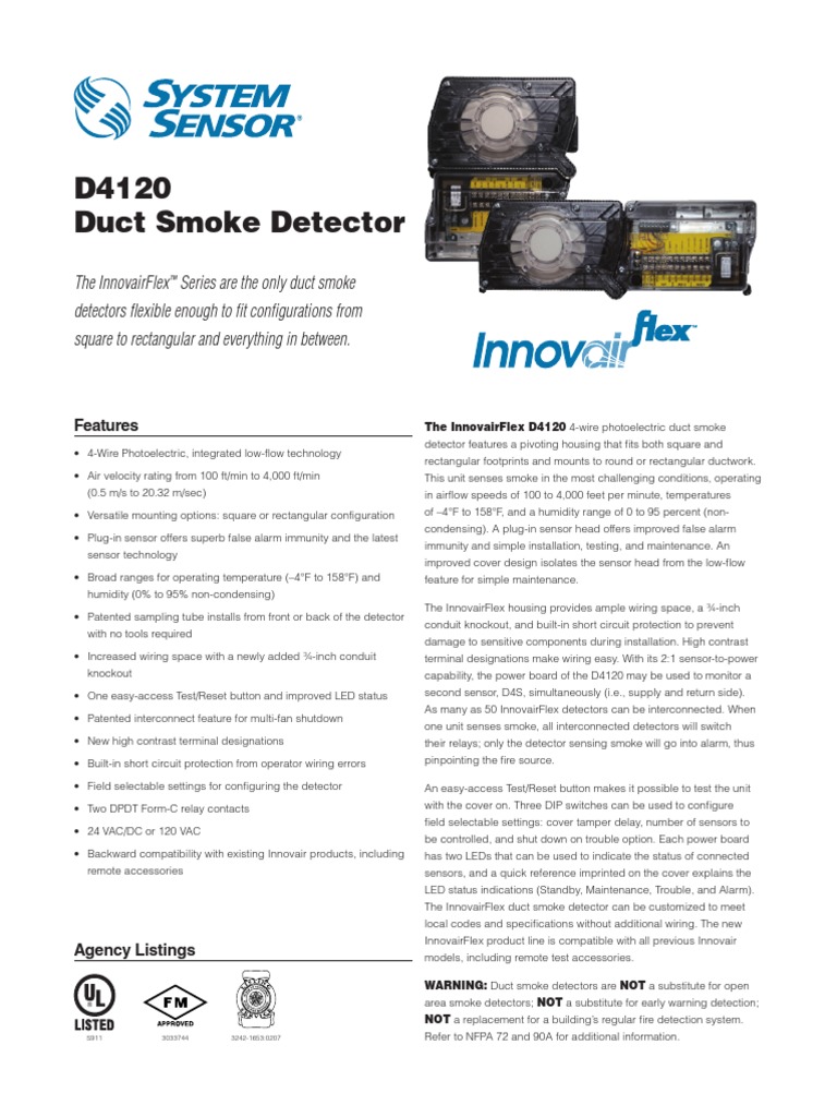 System Sensor D4P120 Data Sheet | PDF