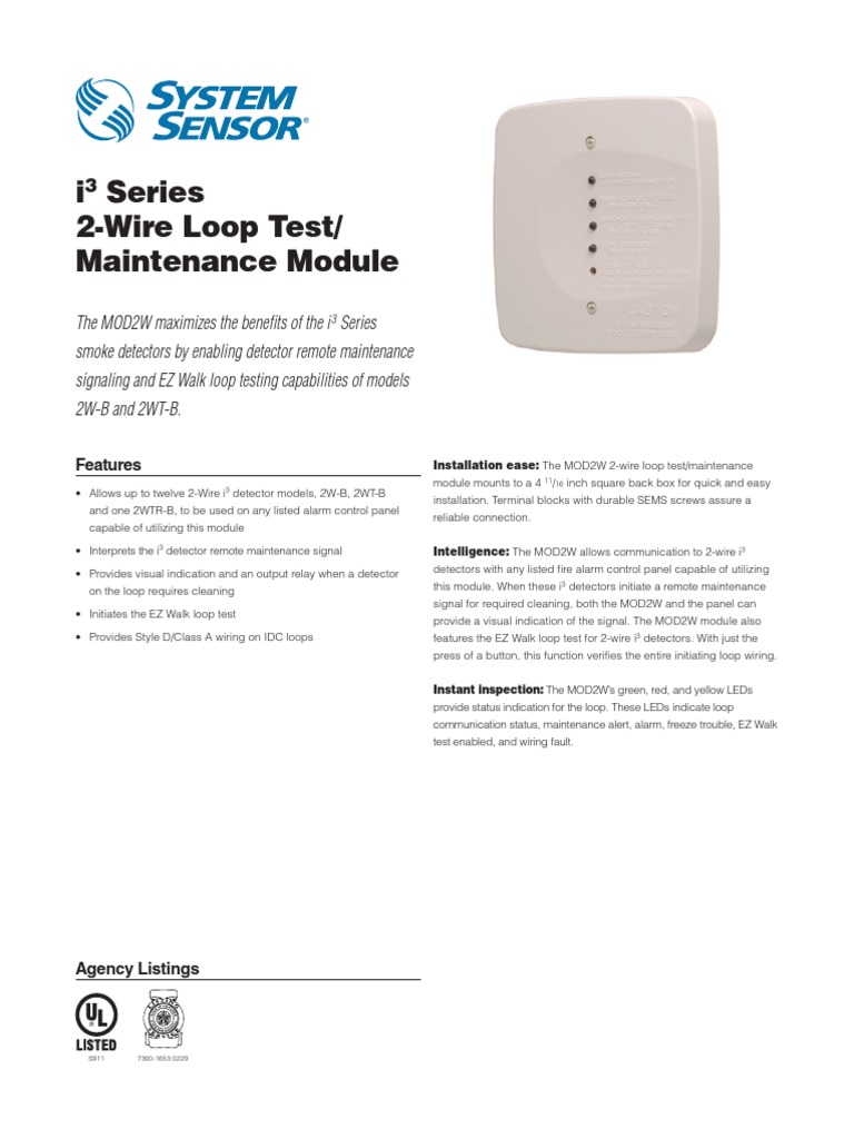 System Sensor MOD2W Data Sheet | PDF | Electrical Wiring | Electromagnetism