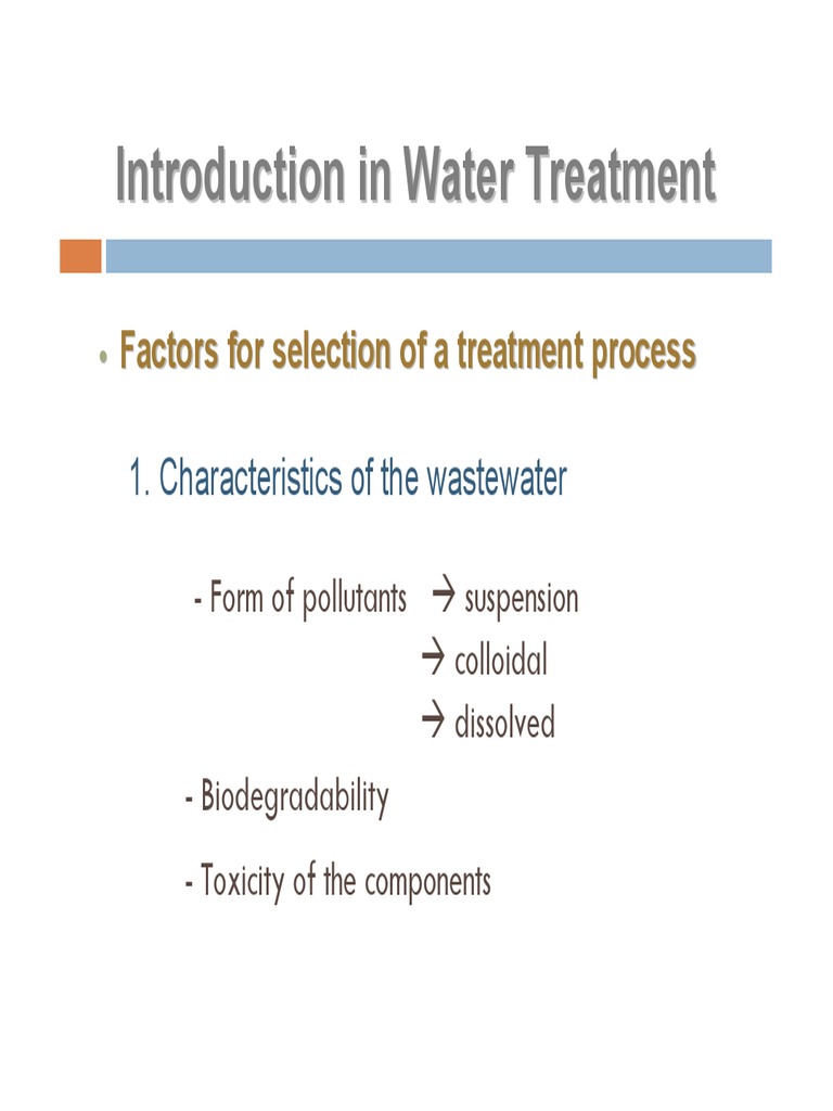 Introduction in Water Treatment | PDF | Sewage Treatment | Water ...